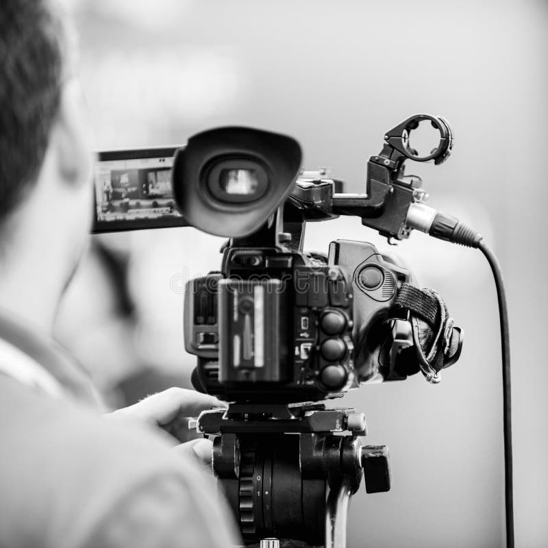 Camera at media conference editorial photo. Image of event - 204376621