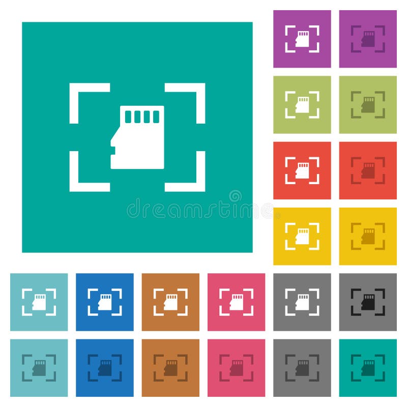 Camera Memory Card Square Flat Multi Colored Icons Stock Vector ...