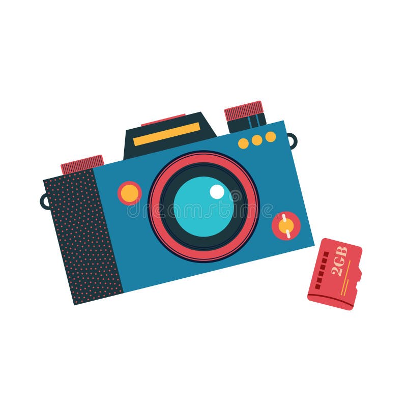 Camera and Memory Card. Travel-themed Vector Illustration Elements ...
