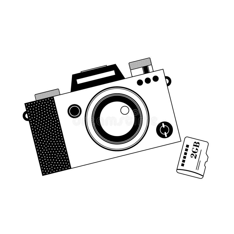 Camera and Memory Card. Travel-themed Vector Illustration Elements ...