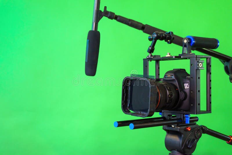 Camera,microphone, Lights and a Green Screen Stock Photo - Image of ...