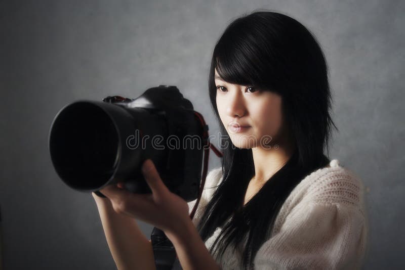 Camera and model... stock image. Image of winter, beautiful - 4695431