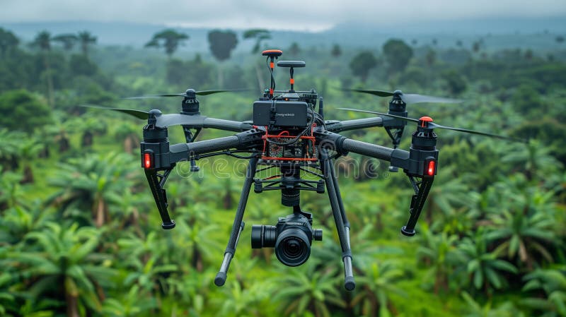 Camera Mounted on Black and Red Remote Controlled Flying Device Stock ...