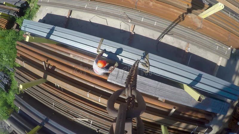 The Camera is Mounted on a Crane Hook, Work on a Metalbase, Shooting ...