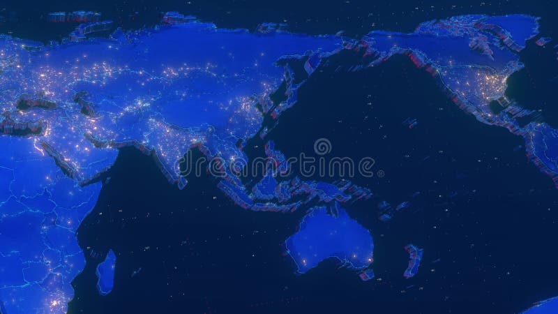 Camera Movement through 3D Space with a World Map Stock Video - Video ...