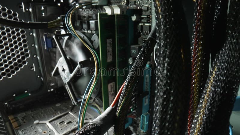 Camera Movement Inside an Computer System Unit. the Camera Zooms in on ...