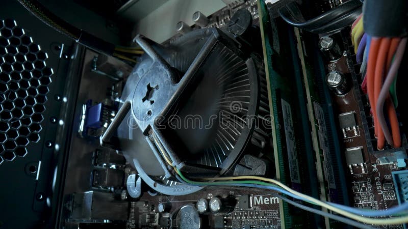 Camera Movement Inside an Computer System Unit. the Camera Zooms in on ...