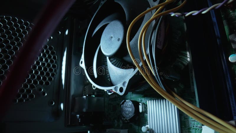 Camera Movement Inside an Computer System Unit. the Camera Zooms in on ...