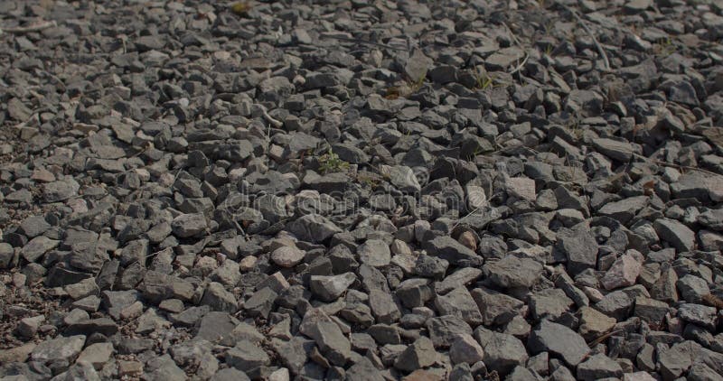 Camera Movement Many Small Rubble Stones Ground. Preparation Building ...