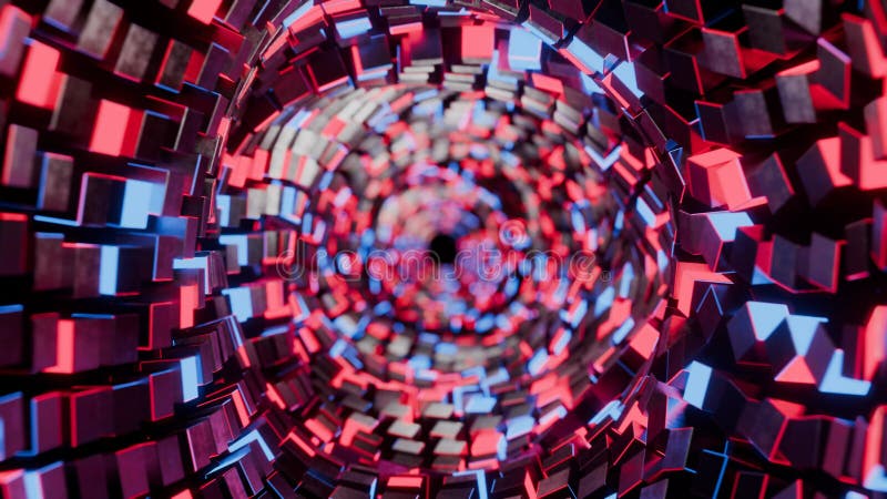 Camera Movement through a Round Tunnel with Animated Glowing Patterns ...