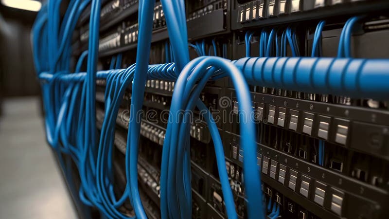 Camera Moving Along Server Racks with Cables Stock Video - Video of ...