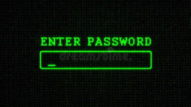 Enter Password Login Screen, Glitch Animation on a Black Background ...