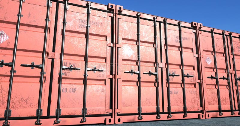 Row of Red Cargo Shipping Containers Stock Video - Video of industry ...