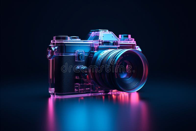 A Camera with Neon Lights on it Stock Illustration - Illustration of ...