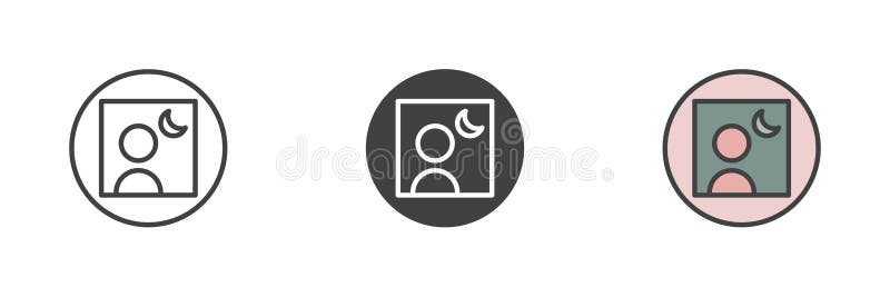 Camera Night Mode Function Different Style Icon Set Stock Illustration ...