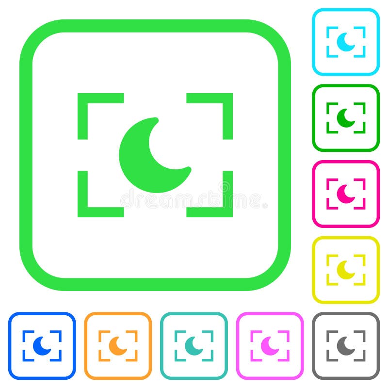 Camera Night Mode Vivid Colored Flat Icons Stock Vector - Illustration ...