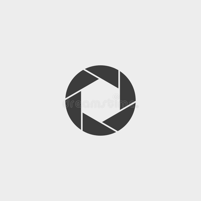 Camera Objective Icon in a Flat Design in Black Color. Vector ...