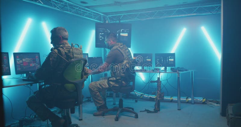 Mature Soldiers Inside of Secret Base Under Guard Stock Video - Video ...