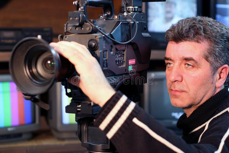 Camera operator stock photo. Image of smile, contact, communication ...