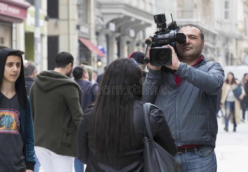 Camera Operator with Camera in Istiklal Street, Turkey Editorial ...