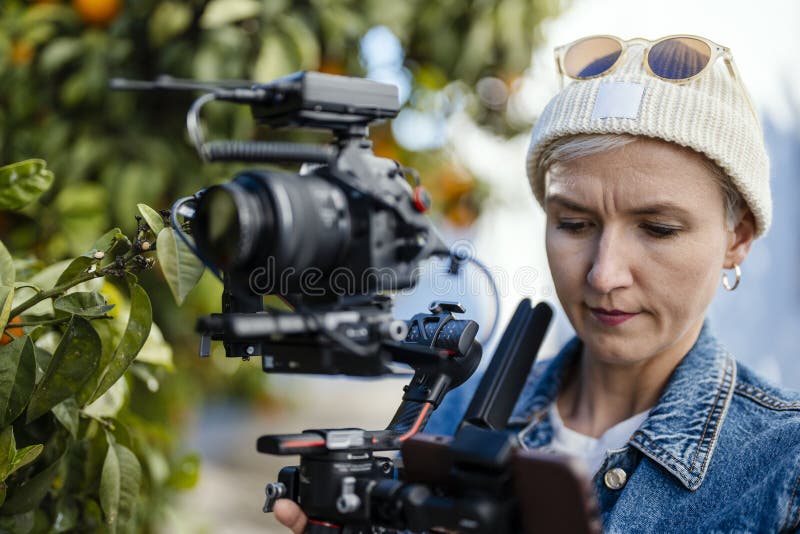 Camera Operator with Movie Setup Outdoor Stock Image - Image of ...