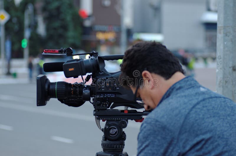 Camera operator editorial stock photo. Image of operator - 119857163