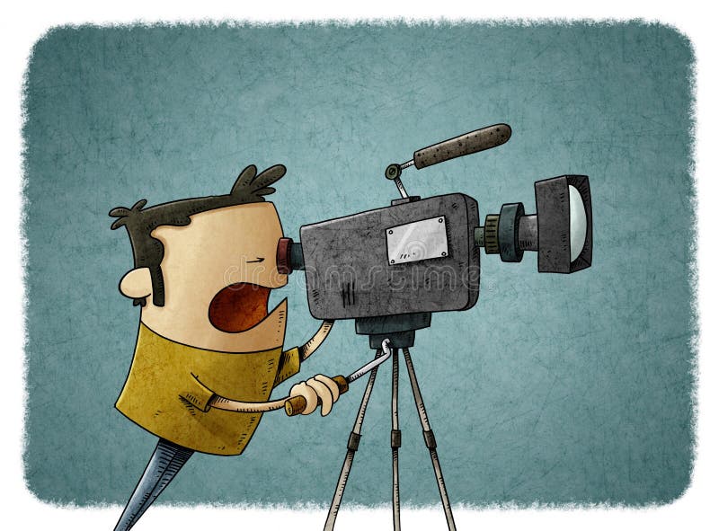 Camera Operator on a Tripod, Photographer, Cameraman Silhouette. Stock ...