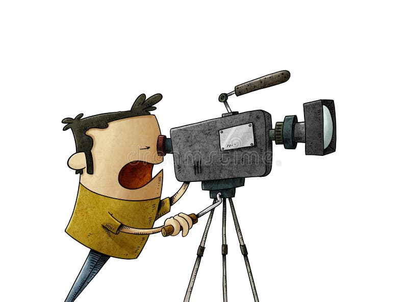 Camera Operator is Shooting a Movie while Looking through the Lens ...