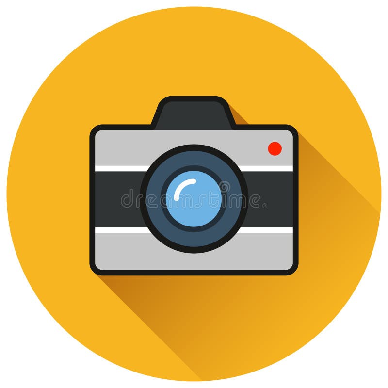Camera Orange Circle Flat Icon Stock Vector - Illustration of ...