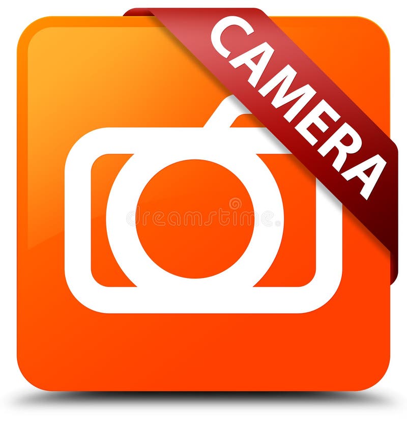 Camera Orange Square Button Red Ribbon in Corner Stock Illustration ...