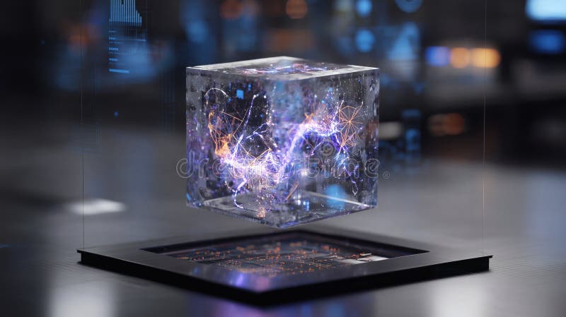 Camera Orbiting Around a Suspended Translucent Cube with Animated ...