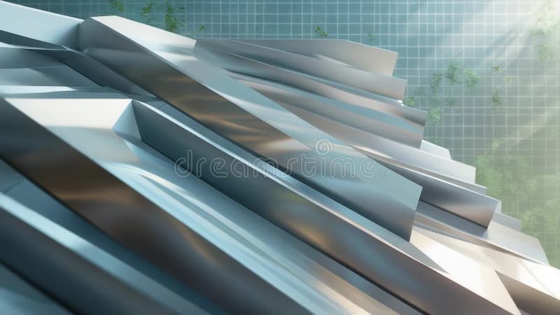 Camera Panning, Plate Sculpture Showing Gleaming Facets on Studio Grid ...