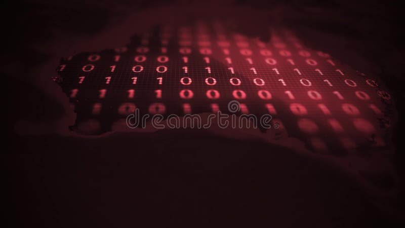 Camera Pans Over Australia with Red Corrupt Binary Overlay Stock ...