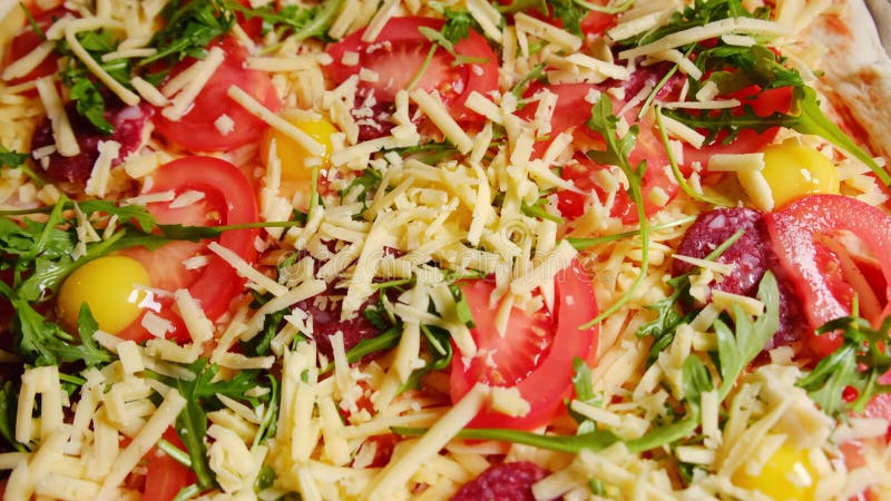 The Camera Pans Over the Raw Pizza. Cooking Stock Footage - Video of ...