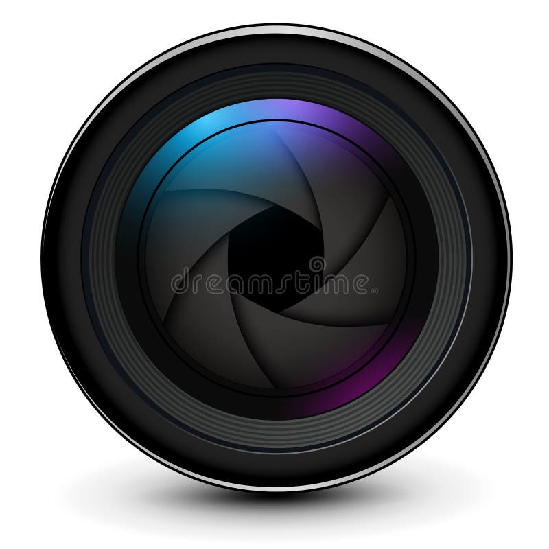 Camera Photo Lens 3D with Shutter Stock Vector - Illustration of zoom ...