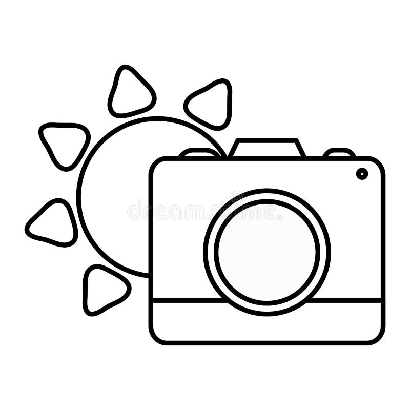 Camera Photographic with Sun Summer Stock Vector - Illustration of ...