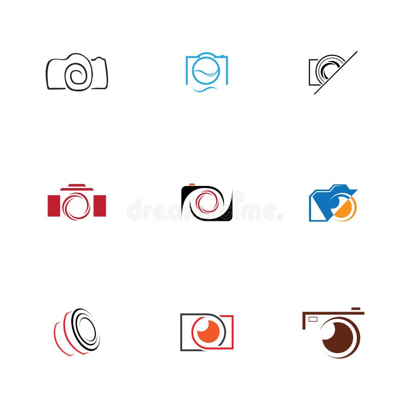 Camera Photography Logo Icon Vector Design Template Stock Illustration ...
