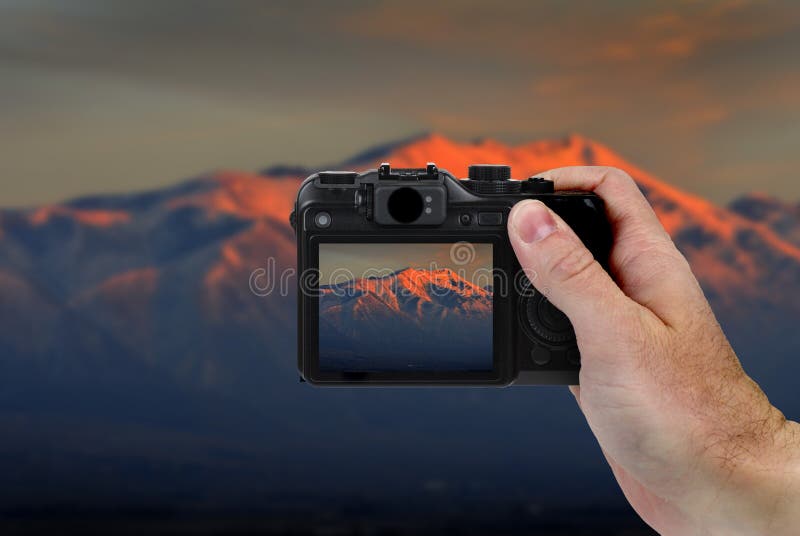 Camera Picture of Mountains at Sunset Stock Image - Image of landscape ...