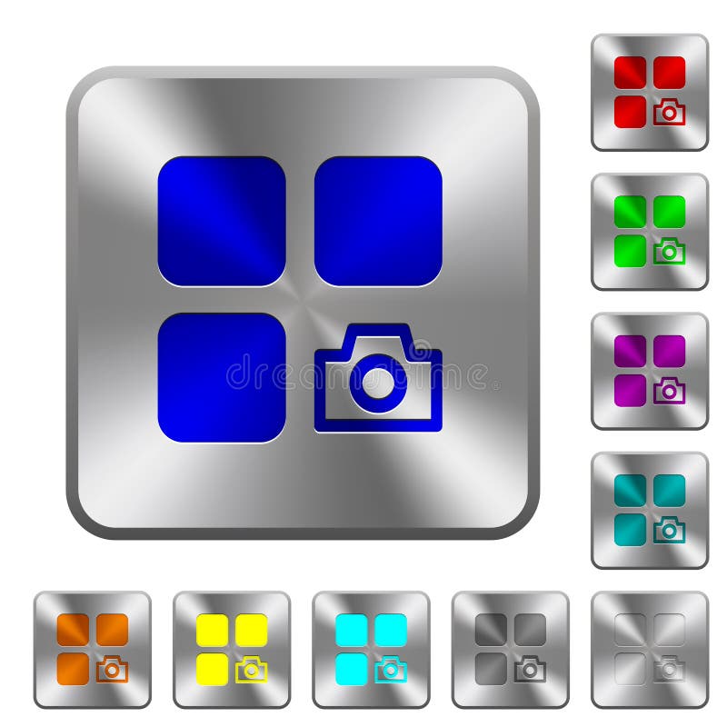 Camera Plugin Rounded Square Steel Buttons Stock Vector - Illustration ...