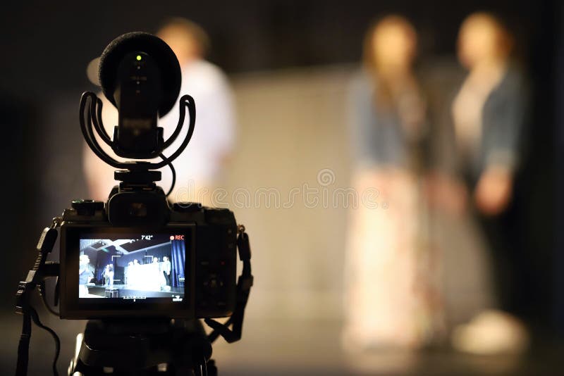 Camera with a Professional Microphone Stock Photo - Image of ...