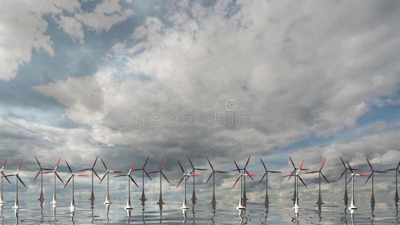 Camera Pulls Back through Rotating Blades of a Wind Turbine in an ...
