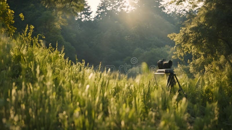 Camera Ready for Capture in Forest Setting Stock Video - Video of ...