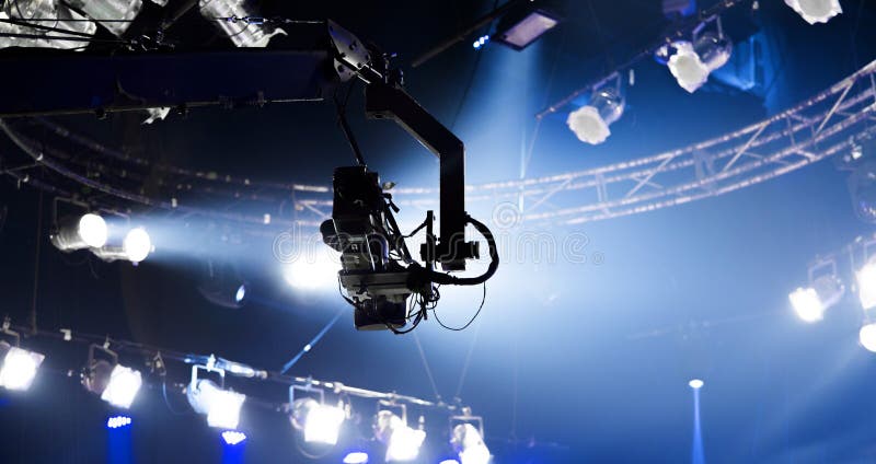 Camera Record on Crane on Stage Entertainment Industry Stock Photo ...