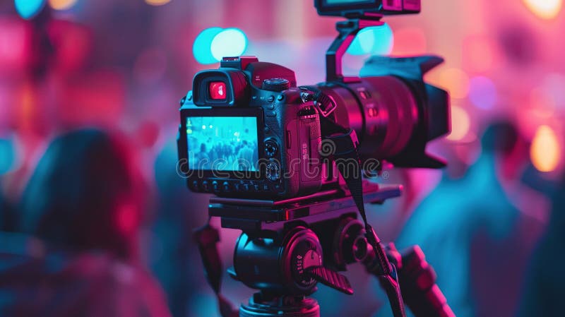 Camera Recording a Concert with a Blurred Background Stock Photo ...