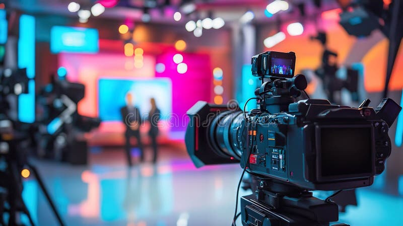 Camera Recording a Live Broadcast in a TV Studio Stock Image - Image of ...
