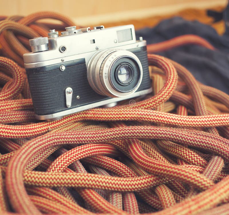 The Camera Rests on the Rope. Stock Image - Image of journey, retro ...