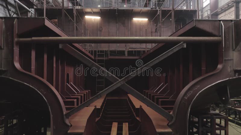 Camera Rises Along Section of Old Ship with Empty Hull Stock Video ...