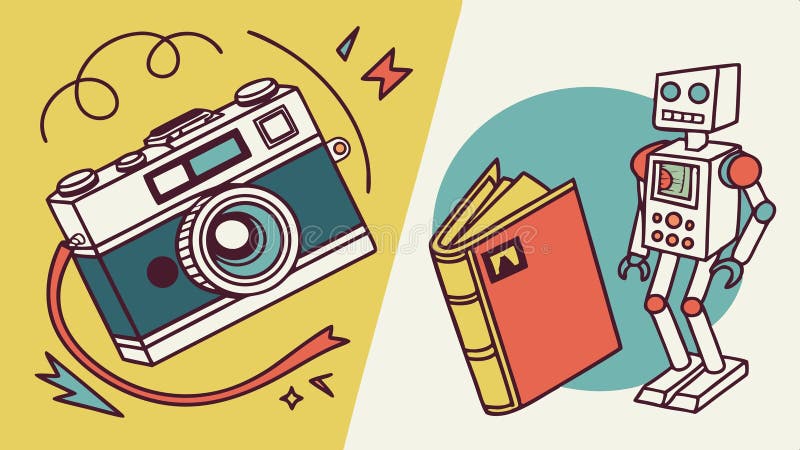 Camera Robot and Book Illustration Vector Design Generative AI Stock ...
