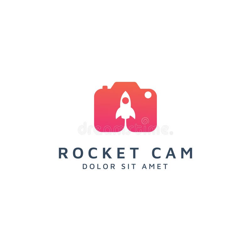 Camera and Rocket Negative Space Logo Design Stock Vector ...
