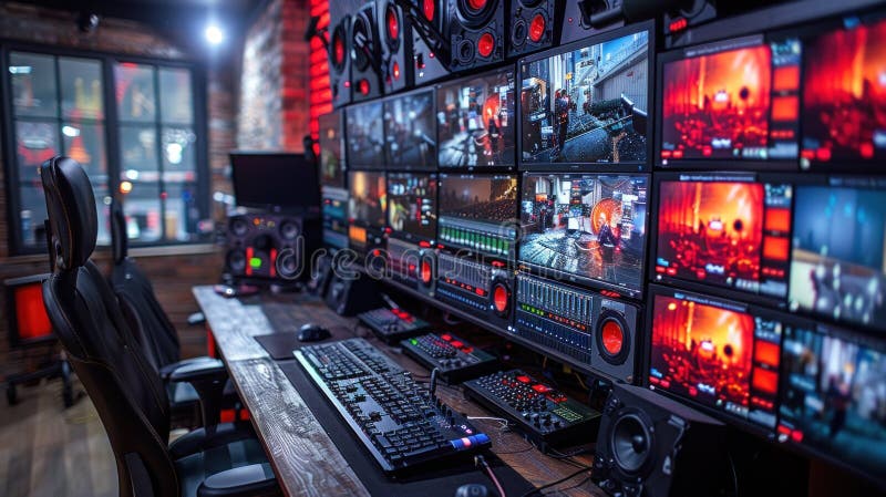 Camera Room for Video Editing Stock Photo - Image of quality, screens ...